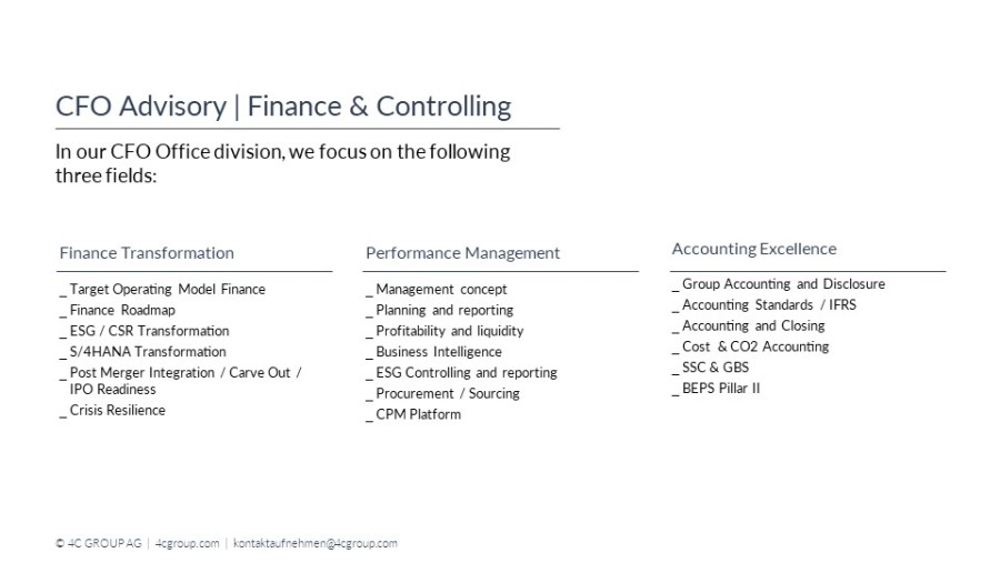CFO Advisory | Finance & Controlling - 4C GROUP